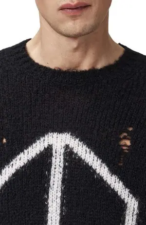 ALLSAINTS Message Wool-blend Crewneck Sweater - Black