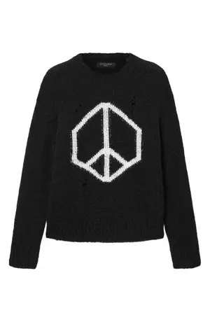 ALLSAINTS Message Wool-blend Crewneck Sweater - Black