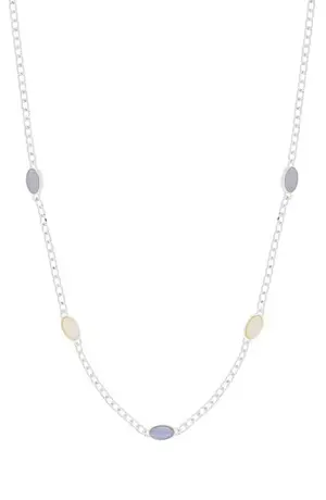 Estée Lauder Moonstone And Blue Lace Agate Chain Necklace - Silver