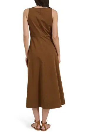 ALEX MILL Piper Twill A-line Dress - Coffee Liqueur