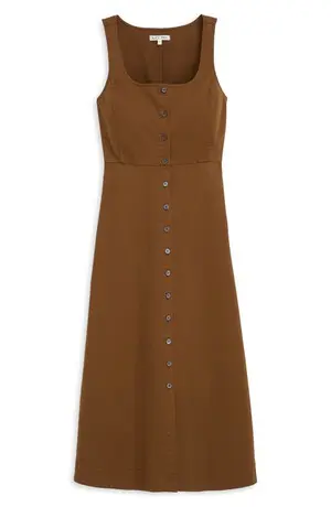 ALEX MILL Piper Twill A-line Dress - Coffee Liqueur