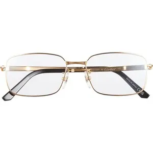 CARTIER 55mm Rectangle Eyeglasses - Gold