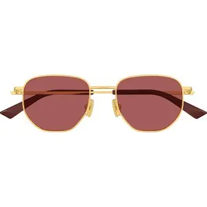 Bottega Veneta 52mm Pilot Sunglasses - Gold/pink