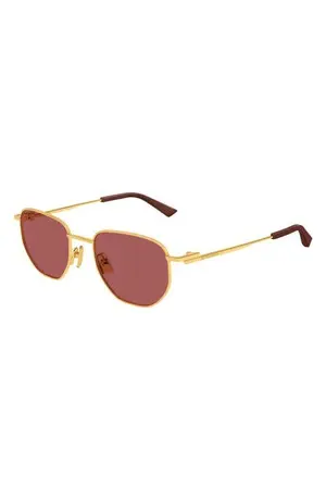 Bottega Veneta 52mm Pilot Sunglasses - Gold/pink