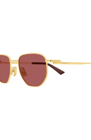 Bottega Veneta 52mm Pilot Sunglasses - Gold/pink