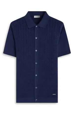 Bugatchi Short Sleeve Cardigan - Navy