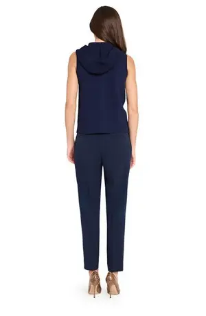 TAHARI ASL Hooded Zip-up Vest - Navy