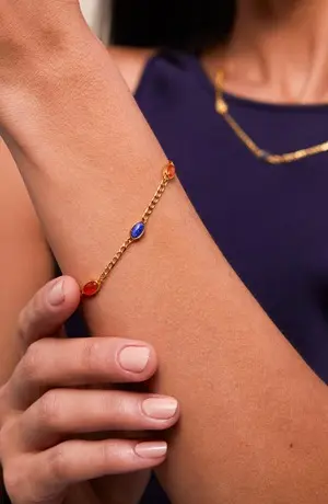 Estée Lauder Lapis Lazuli And Red Agate Chain Bracelet