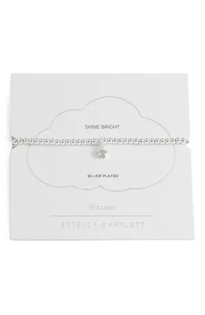 Estée Lauder Sienna Cubic Zirconia Star Beaded Stretch Bracelet - Silver