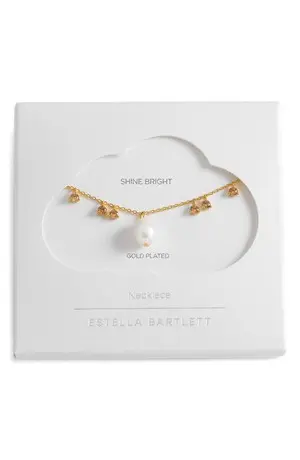 Estée Lauder Faux Pearl And Cubic Zirconia Charm Necklace