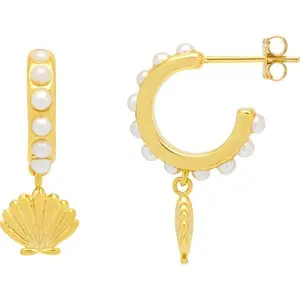 Estée Lauder Scallop Drop Hoop Earrings - Gold