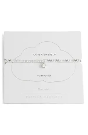 Estée Lauder Puffed Star Sienna Beaded Stretch Bracelet - Silver