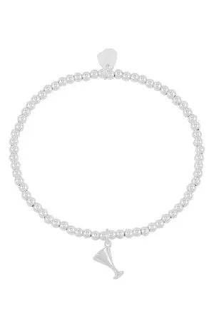 Estée Lauder Sienna Martini Glass Beaded Stretch Bracelet - Silver