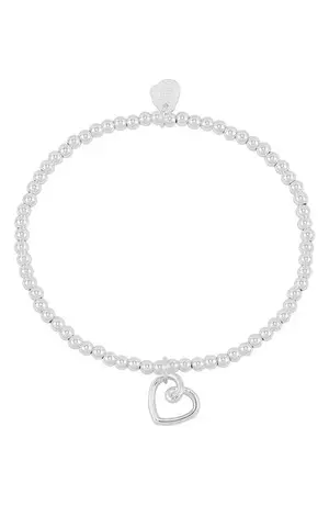 Estée Lauder Heart Beaded Stretch Bracelet - Silver