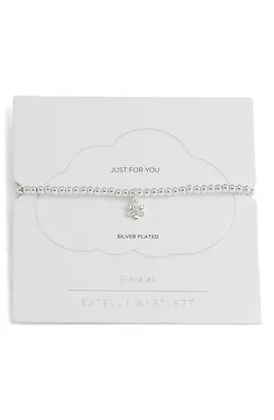 Estée Lauder Sienna Flower Beaded Stretch Bracelet - Silver