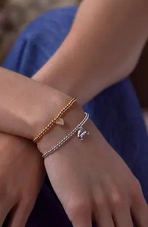 Estée Lauder Sienna Croissant Beaded Stretch Bracelet - Silver