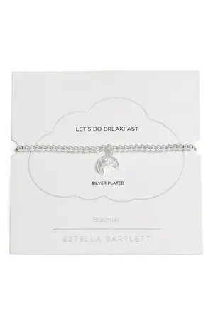 Estée Lauder Sienna Croissant Beaded Stretch Bracelet - Silver
