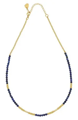 Estée Lauder Faceted Lapis Beaded Necklace - Blue And Gold