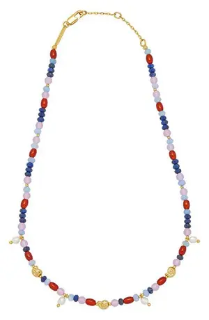 Estée Lauder Multi Bead Sea Shell And Pearl Necklace - Blue Multi