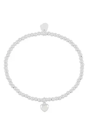 Estée Lauder Puffed Heart Beaded Stretch Bracelet - Silver