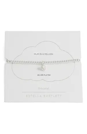 Estée Lauder Sienna Heart Beaded Stretch Bracelet - Silver