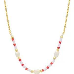 Estée Lauder Miyuki & Faux Pearl Necklace - Gold
