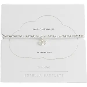 Estée Lauder Sienna Double Heart Beaded Stretch Bracelet - Silver