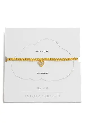 Estée Lauder Sienna Pavé Crystal Heart Beaded Bracelet - Gold