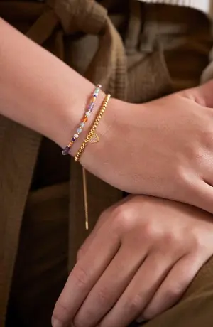 Estée Lauder Sienna Pavé Crystal Heart Beaded Bracelet - Gold