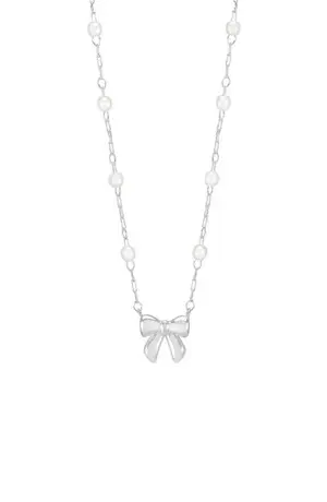 Estée Lauder Faux Pearl And Bow Necklace - Silver