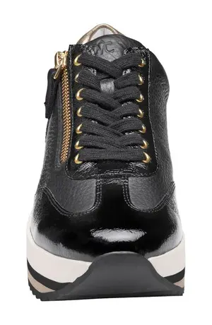 JOHNSTON & MURPHY COLLECTION Side-zip Platform Sneakers - Black Calfskin/patent Leather