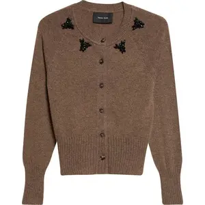 Simone Rocha Embellished Cashmere Cardigan - Peat/jet