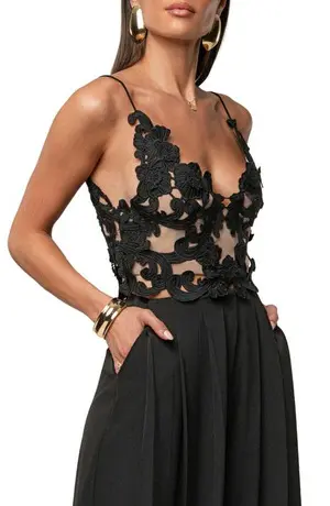 JLUXLABEL Embroidered Lace Crop Camisole