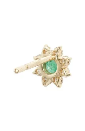Meira T Emerald And Diamond Flower Earrings