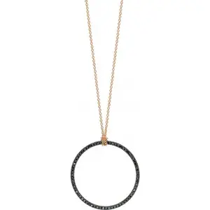 Ginette Ny Circles Rose Gold Necklace Black Diamonds