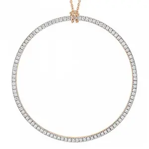 Ginette Ny Circles Rose Gold Necklace - White Diamonds