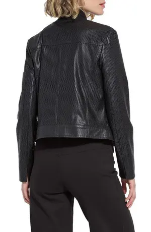 Lyssé Millicent Perforated Faux Leather Bomber Jacket