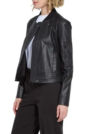 Lyssé Millicent Perforated Faux Leather Bomber Jacket