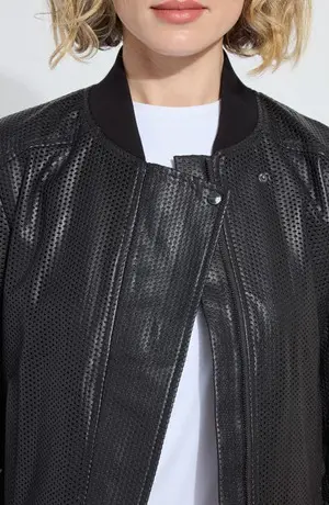 Lyssé Millicent Perforated Faux Leather Bomber Jacket