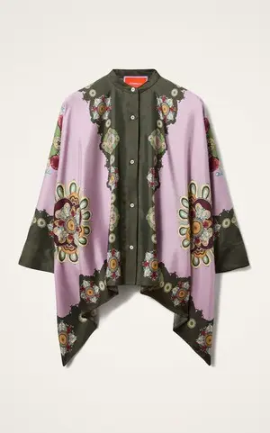 La DoubleJ Foulard Placed Print Silk Shirt