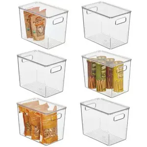 MDESIGN Plastic Stacking Kitchen Storage Bin Box With Lid/handles