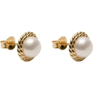 Argento Vivo Faux Pearl Stud Earrings - Gold