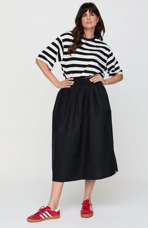 TURTLEDOVE LONDON Organic Cotton Midi Skirt - Black