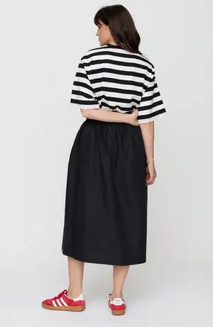TURTLEDOVE LONDON Organic Cotton Midi Skirt - Black