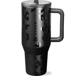 HYDROJUG Travelerleakproof Insulated 40oz Water Bottle With Handle & Flip Straw Black Leopard