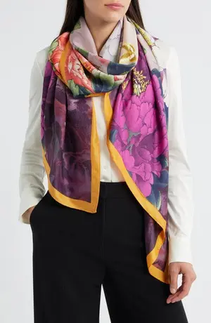 Tasha Floral Print Scarf - Purple Multi