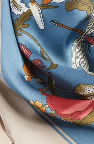 Tasha Floral Satin Scarf - Blue Multi