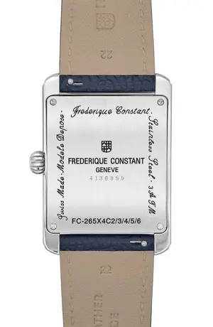 FREDERIQUE CONSTANT Classic Carrée Moonphase Leather Strap Watch - Blue