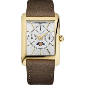FREDERIQUE CONSTANT Classic Carrée Moonphase Leather Strap Watch - Brown