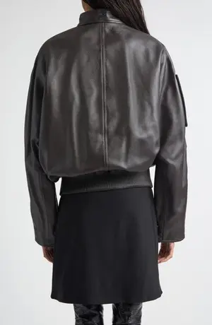 COURREGES Embroidered Leather Bomber Jacket